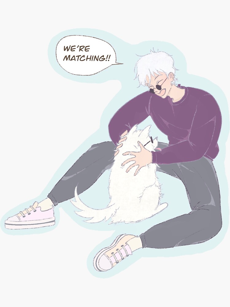 "Gojo and Dog" Sticker for Sale by kokopuf | Redbubble