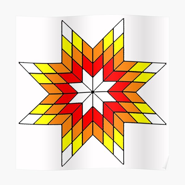 "Native American Starburst Design White / Fire Color - White Background ...