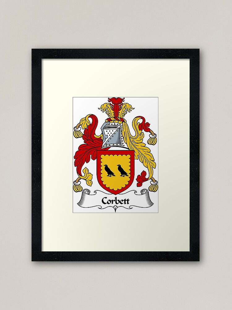 "Corbett Coat of Arms / Corbett Family Crest" Framed Art Print for Sale ...