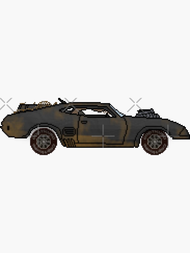 "Pixel Mad Max V8 Interceptor Pixel Rally Game Car" Sticker by captkuso | Redbubble