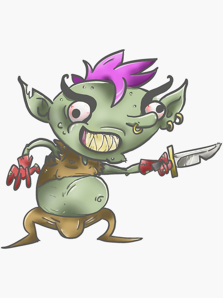 "Punk Goblin With A Knife" Sticker by Cybercrvst | Redbubble