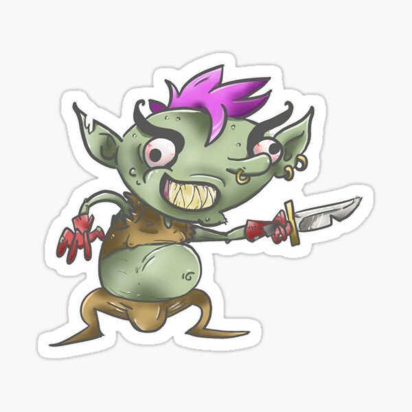 "Punk Goblin With A Knife" Sticker by Cybercrvst | Redbubble