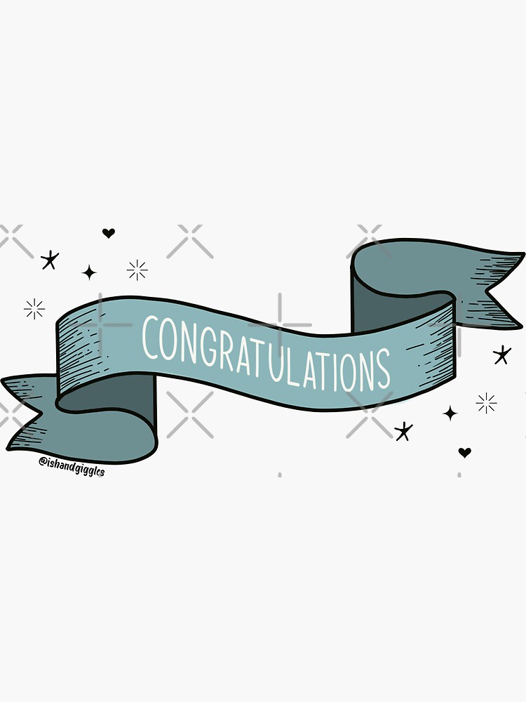 "Blue Congratulations Banner" Sticker for Sale by IshAndGiggles | Redbubble