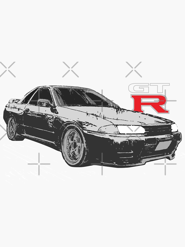 "GT-R R32 Skyline V-spec Initial d, night kids" Sticker for Sale by ...