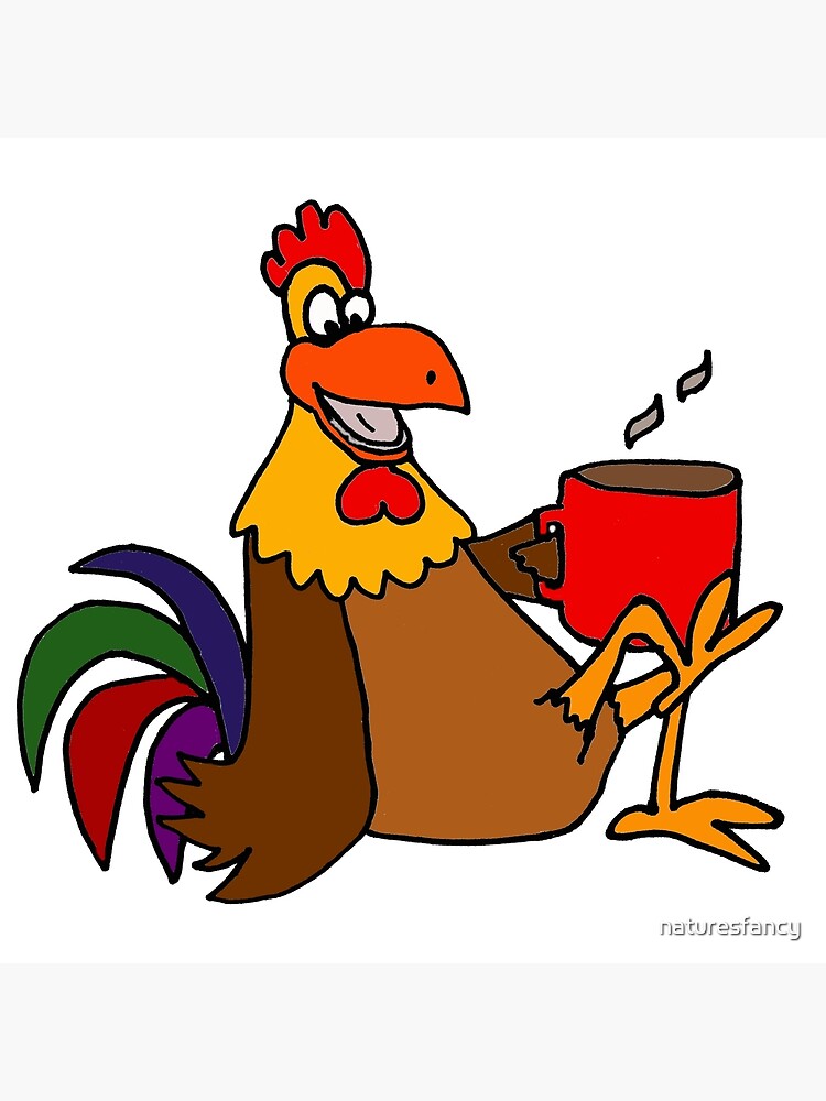 "Cool Funky Rooster Drinking Coffee" Canvas Print for Sale by ...