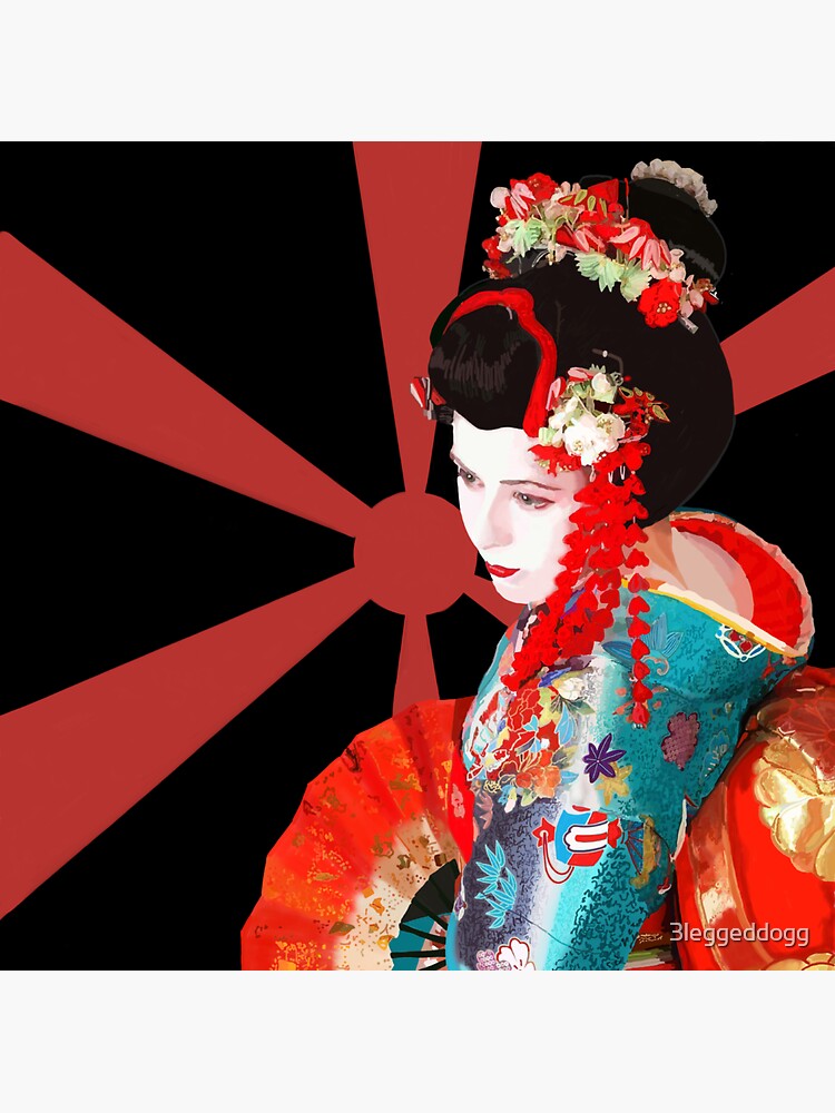"Rising Sun Geisha" Sticker by 3leggeddogg | Redbubble