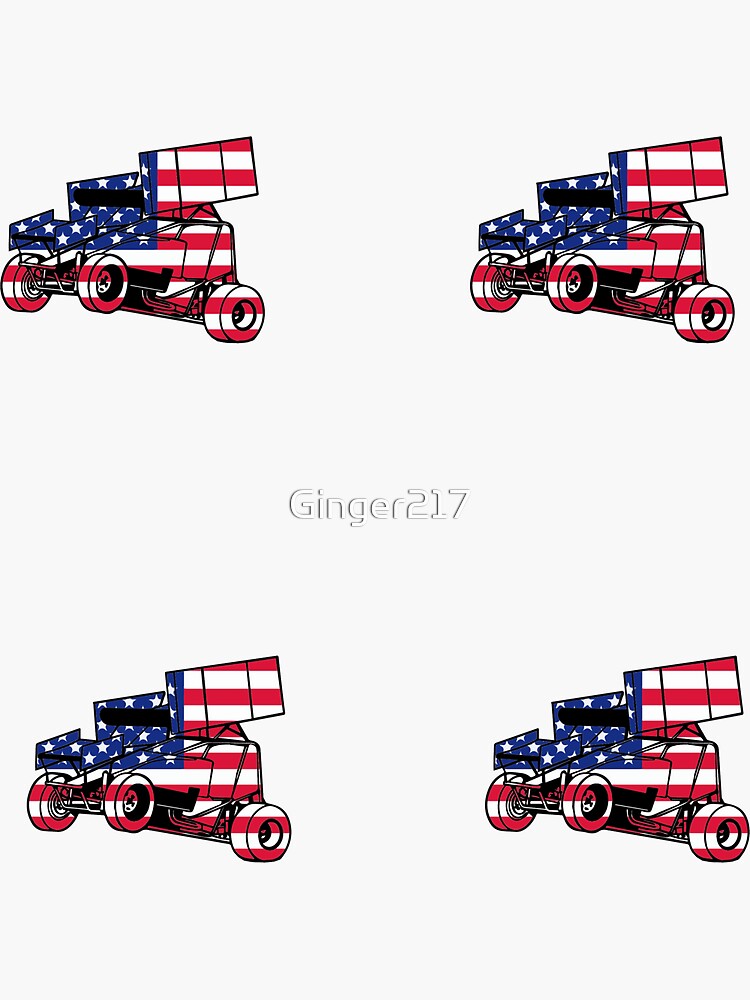 "Bright and Bold Sprint Car American Flag Dirt Track Racing" Sticker ...