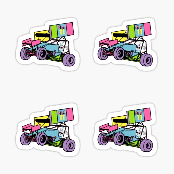 "Bunny Driving Dirt Track Sprint Car Racing" Sticker for Sale by ...