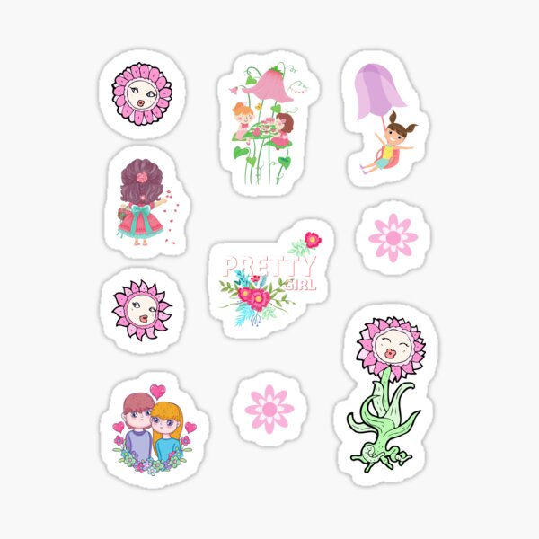"Cute Colorful Pink Girly Flower Collection" Sticker for Sale by ...