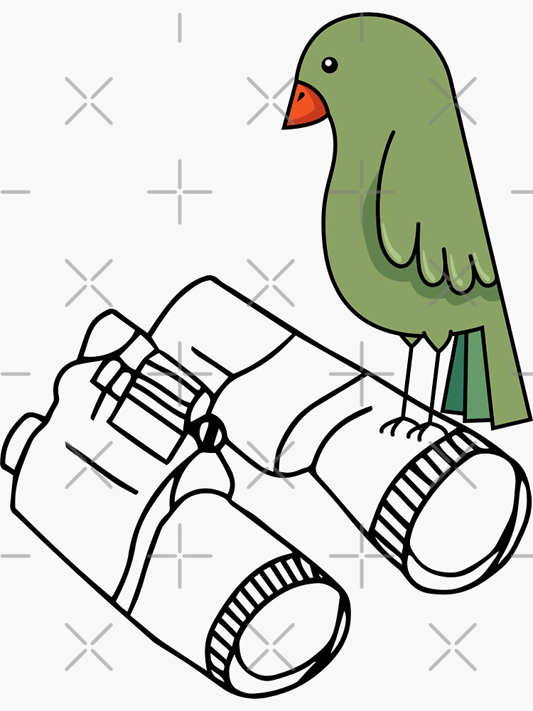 "bird watching on binoculars " Sticker for Sale by TheWaterBirds ...