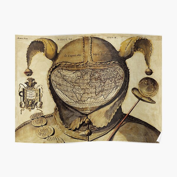 "Crazy World antique French joker, court jester map" Poster for Sale by ...