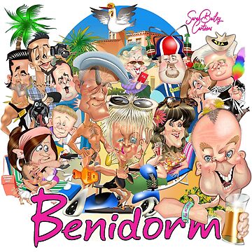 "Benidorm!" Sticker for Sale by SARAH BAILEY CARTOONS | Redbubble