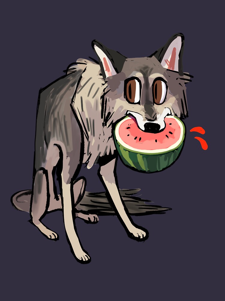 "Wolf Eating Watermelon, Cute Funny Cartoon, Wolf Meme" T-shirt for ...