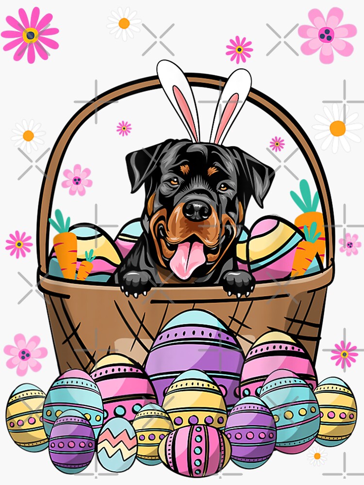 "Bunny Rottweiler Dog Happy Easter Day Lover" Sticker for Sale by ...