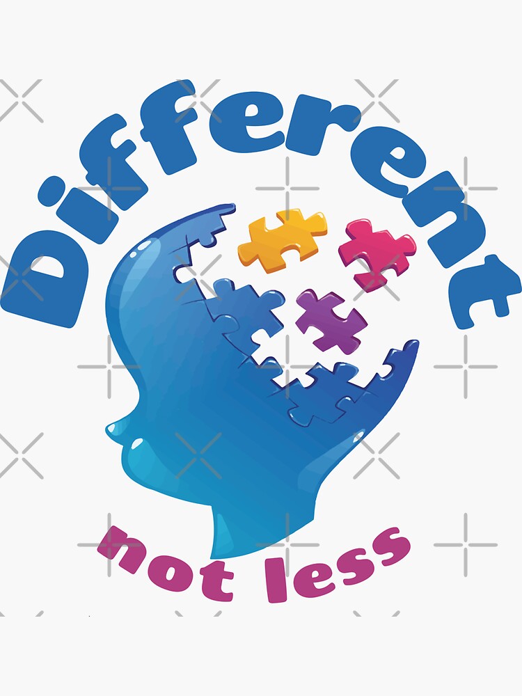 "Different not less" Sticker by Nakikej | Redbubble