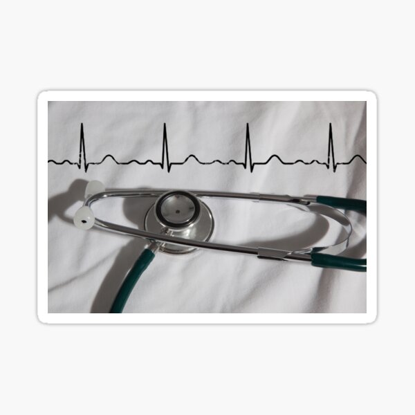 "Stethoscope with Heart Rhythm " Sticker for Sale by artistallen ...