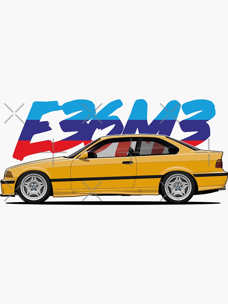"E36 M3 yellow" Sticker for Sale by OlegNaches | Redbubble