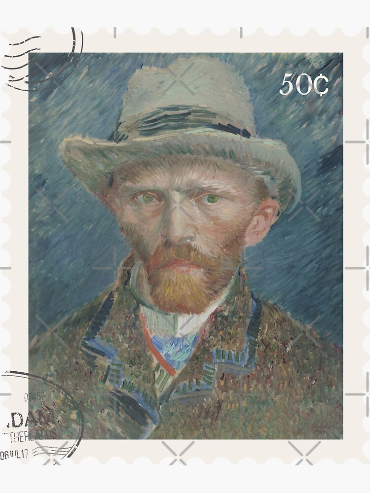 "Vincent Van Gogh Postage Post Stamp Self Portrait" Sticker for Sale by ...