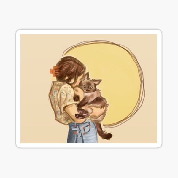 "Minimalist, warm tone, cat, digital art design " Sticker for Sale by ...