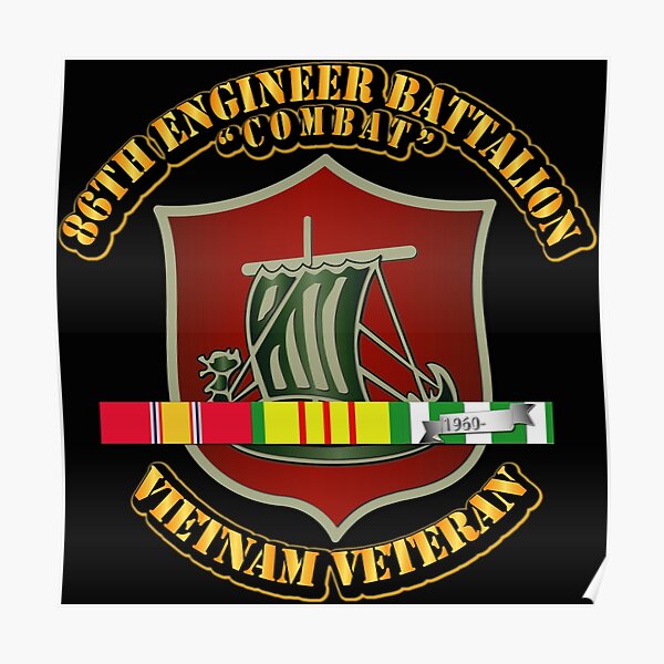 "DUI - 86th Engineer Battalion (Combat) w SVC Ribbon" Poster for Sale ...