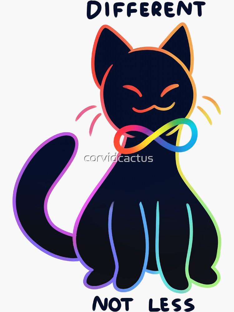 "Autistic Pride Cat" Sticker for Sale by corvidcactus | Redbubble