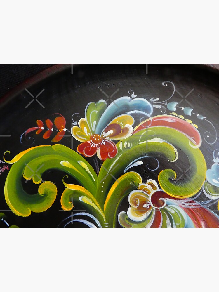"Traditional Norwegian Telemark Rosemaling on Black" Sticker by ...