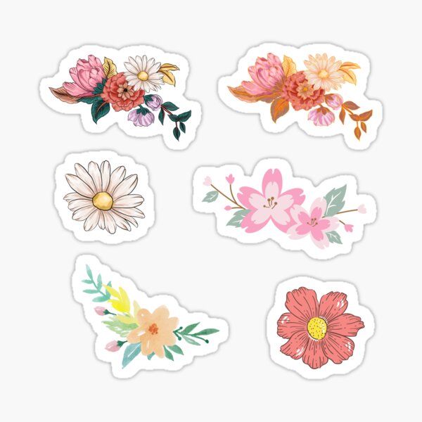"Pastel Colored Floral Sticker Pack" Sticker for Sale by Gravi-Tees ...