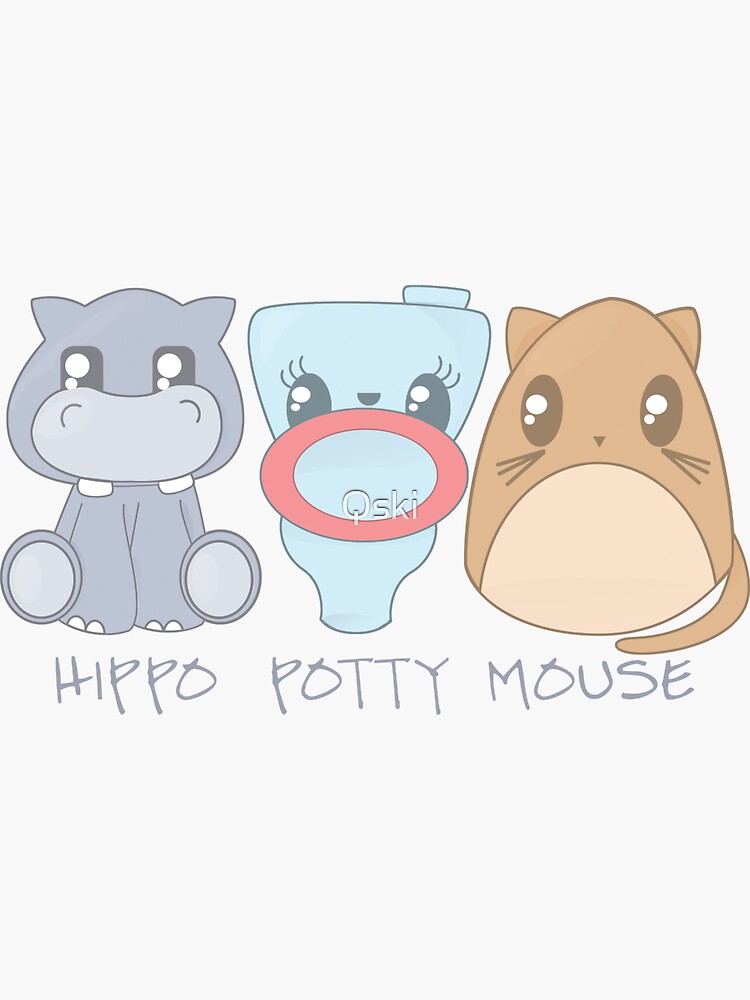 "Hippo Potty Mouse - Cute Kawaii Hippo" Sticker for Sale by Qski ...
