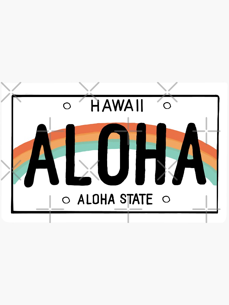 "Aloha License Plate" Sticker for Sale by trendyxoxo | Redbubble