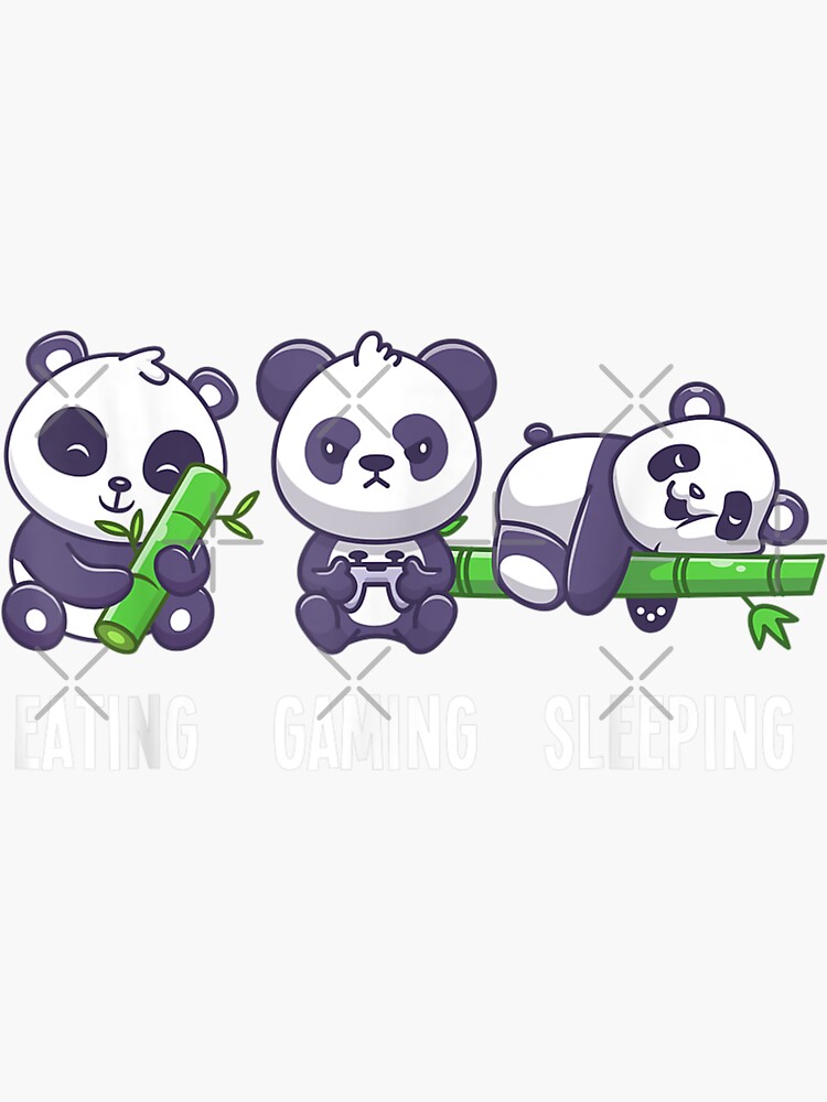 "Gamer Panda Eating Gaming Sleeping Gift" Sticker for Sale by Kingpoew ...
