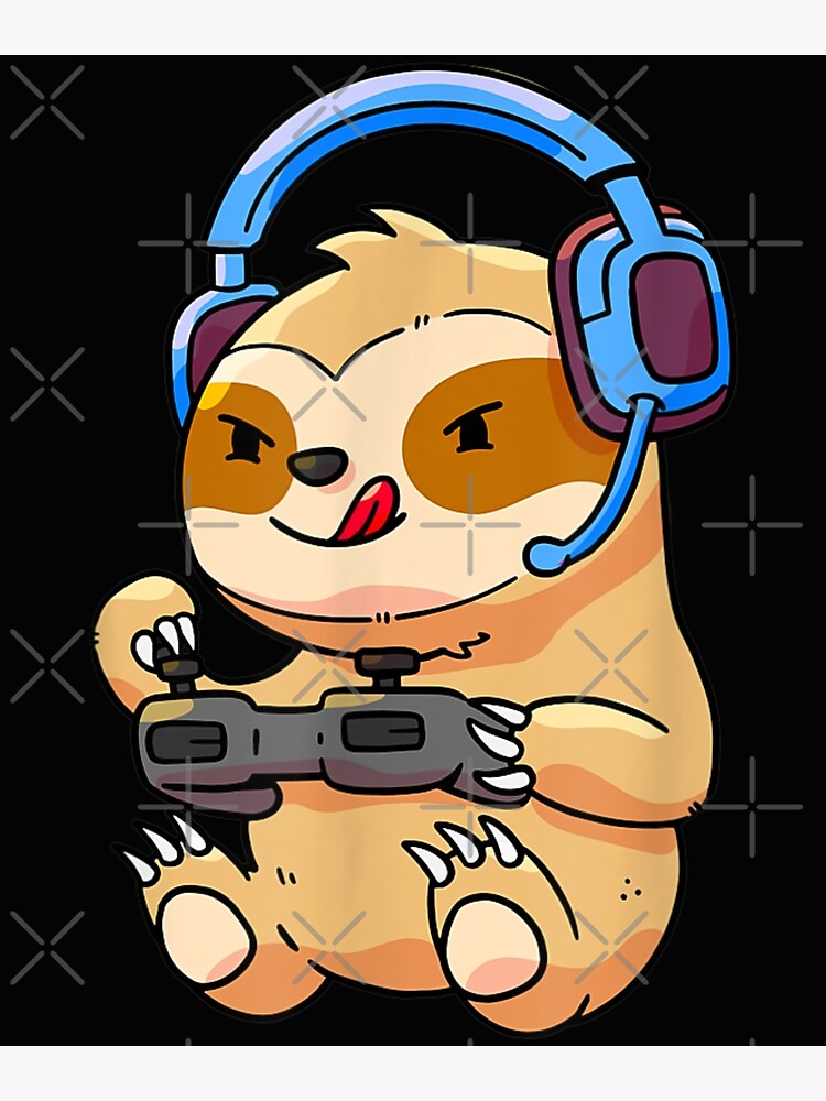 "Gamer Sloth Gaming Sloths Video Game Gift" Poster for Sale by Kingpoew ...