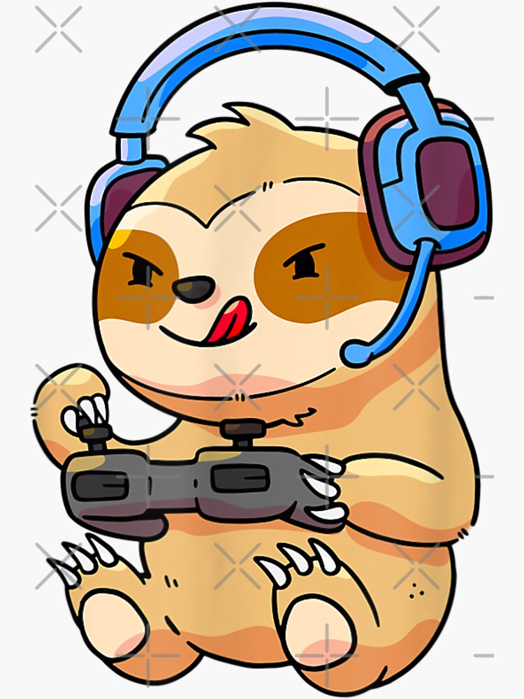 "Gamer Sloth Gaming Sloths Video Game Gift" Sticker for Sale by ...