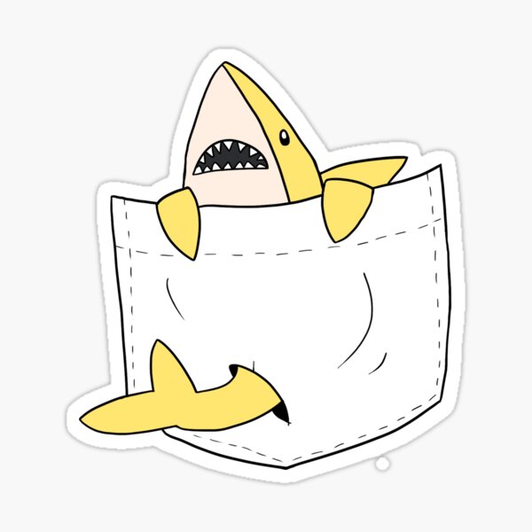 "Yellow Shark Pocket" Sticker by metalpika | Redbubble