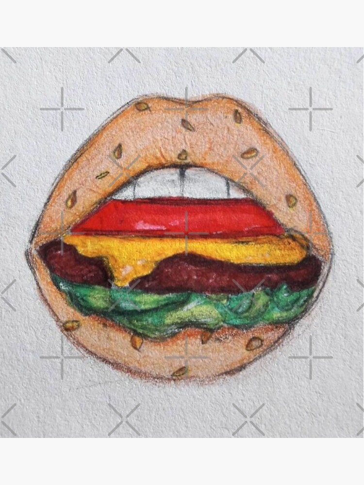 "Burger Lips drawing by a_simple.artist13 (on TikTok)" Sticker for Sale ...
