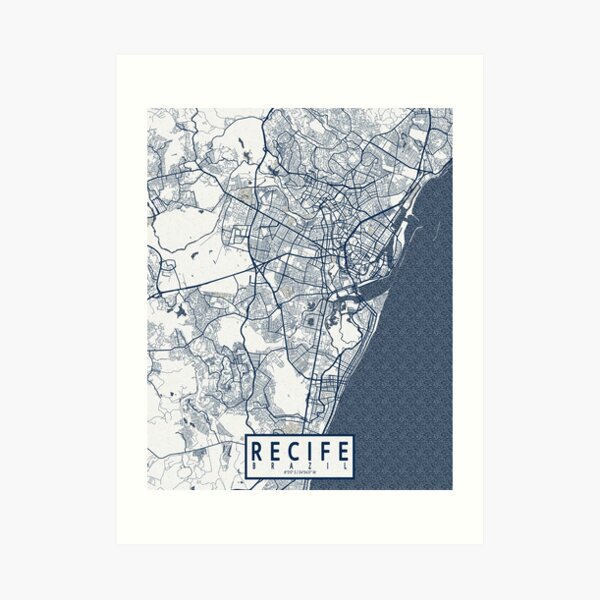 "Recife City Map of Brazil - Coastal" Art Print by deMAP | Redbubble