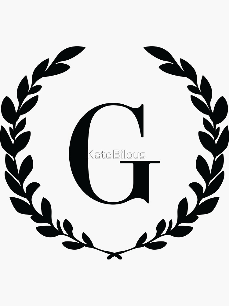 "Letter G, Laurel wreath monogram G, Initial G, Laurel frame with ...