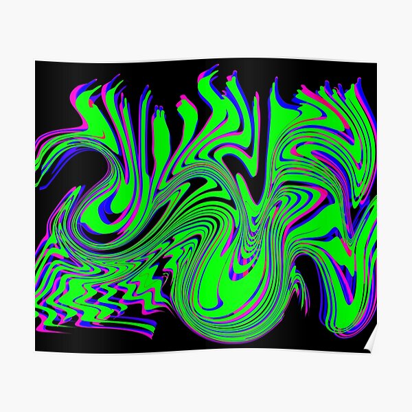 "3D Groovy Neon Layered Art - “Seagulls” or Abstract #10" Poster for ...