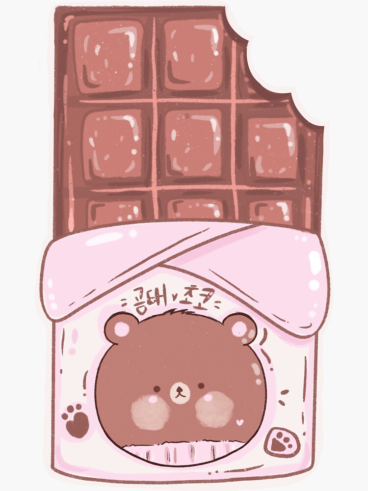 "Cute chocolate bar teddy bear" Sticker for Sale by SowonHF | Redbubble