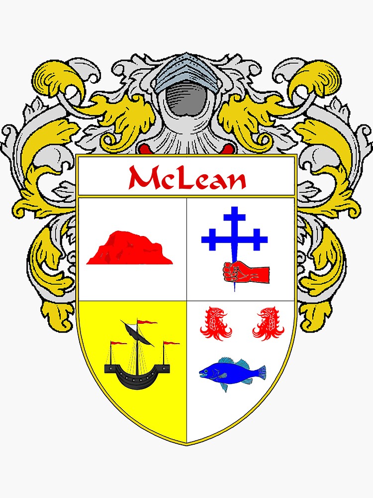 "McLean Coat of Arms/Family Crest" Sticker for Sale by William Martin ...