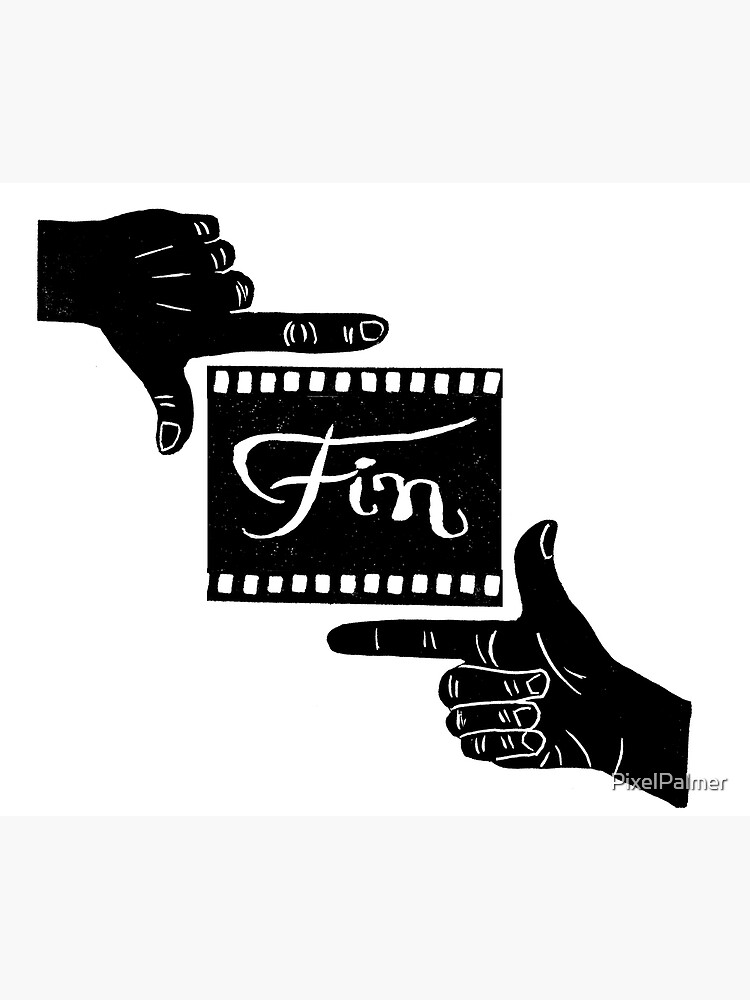 "Fin Film Hands - original linocut design and print" Poster by ...