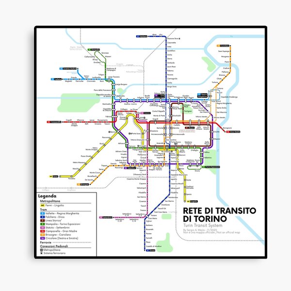 Lienzo «Mapa del Tranvía de Turín» de serransk | Redbubble