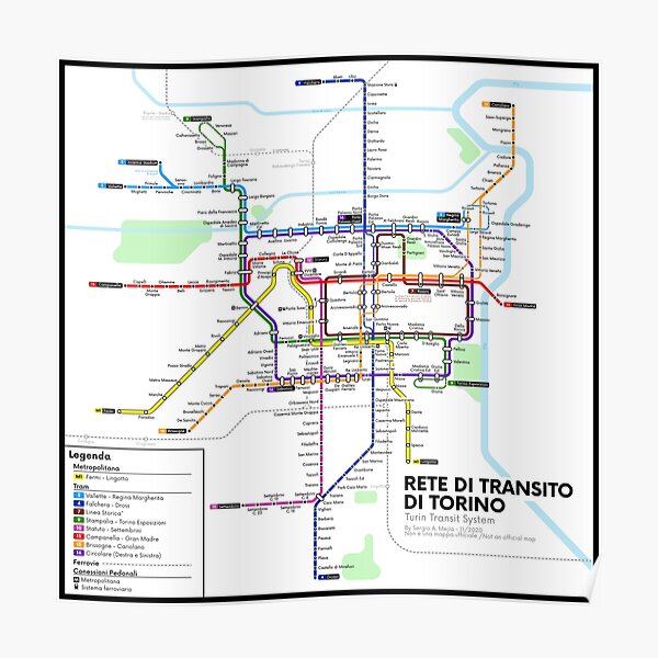 Poster « Plan du tramway de Turin », par serransk | Redbubble