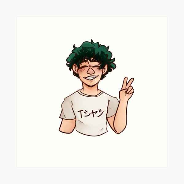 "My Hero Academia - Izuku Midoriya Deku Peace Sign" Art Print for Sale ...