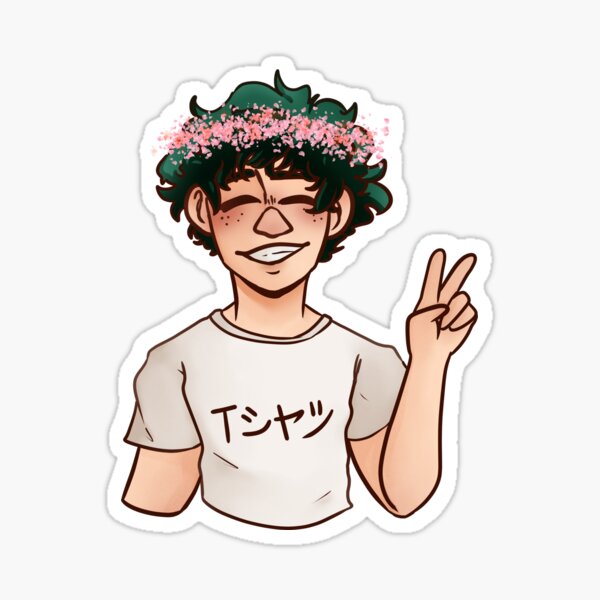 "My Hero Acdemia - Izuku Midoriya Deku Peace Sign with Flower Crown ...