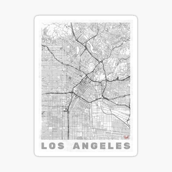 "Los Angeles Map Line" Sticker for Sale by HubertRoguski | Redbubble