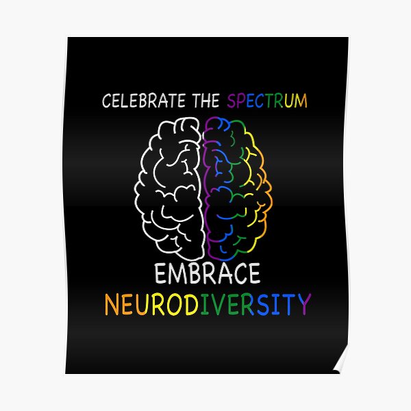 Embrace Neurodiversity Celebrate The Spectrum Brain Autism Poster For