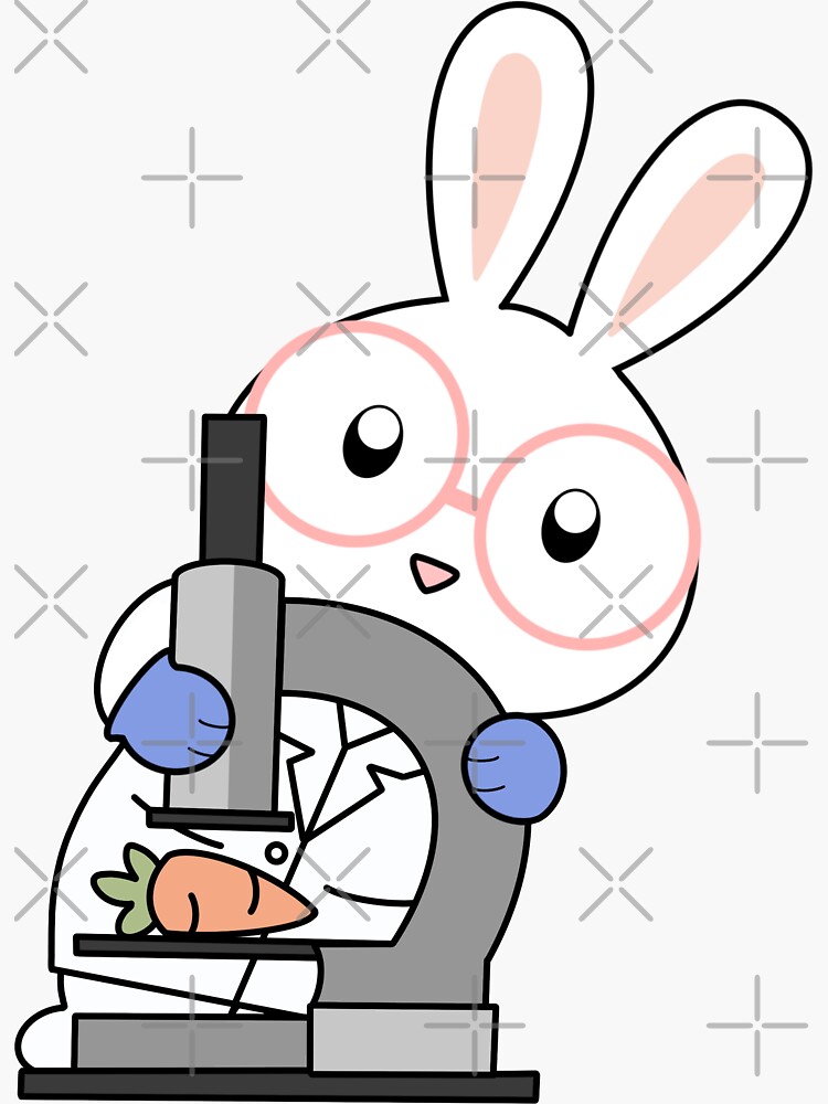 "Cute Scientist Bunny with Microscope" Sticker for Sale by cutebunbun ...