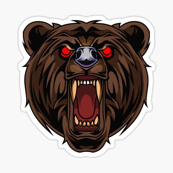 "Aggressive Bear" Sticker by Artprintsin | Redbubble