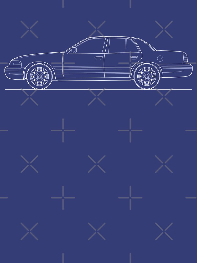 "Ford Crown Victoria Police Interceptor Blueprint - Side View" T-shirt ...