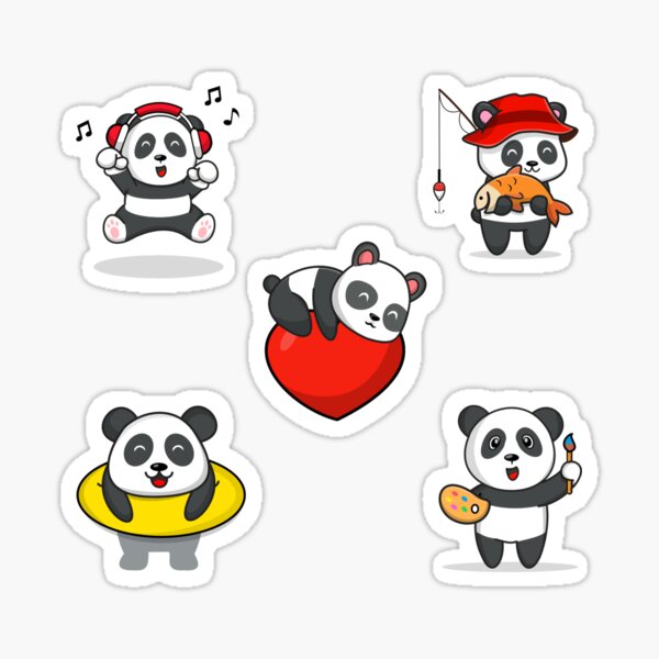 "Cute panda pack" Sticker by MikkArts | Redbubble